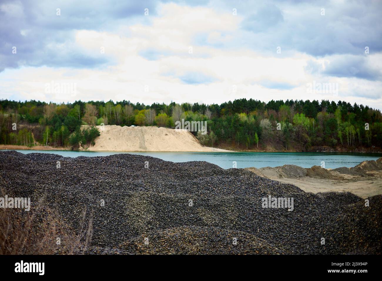 Top of Black basalt stones mine, Industry of basalt stone, stone quarry ...