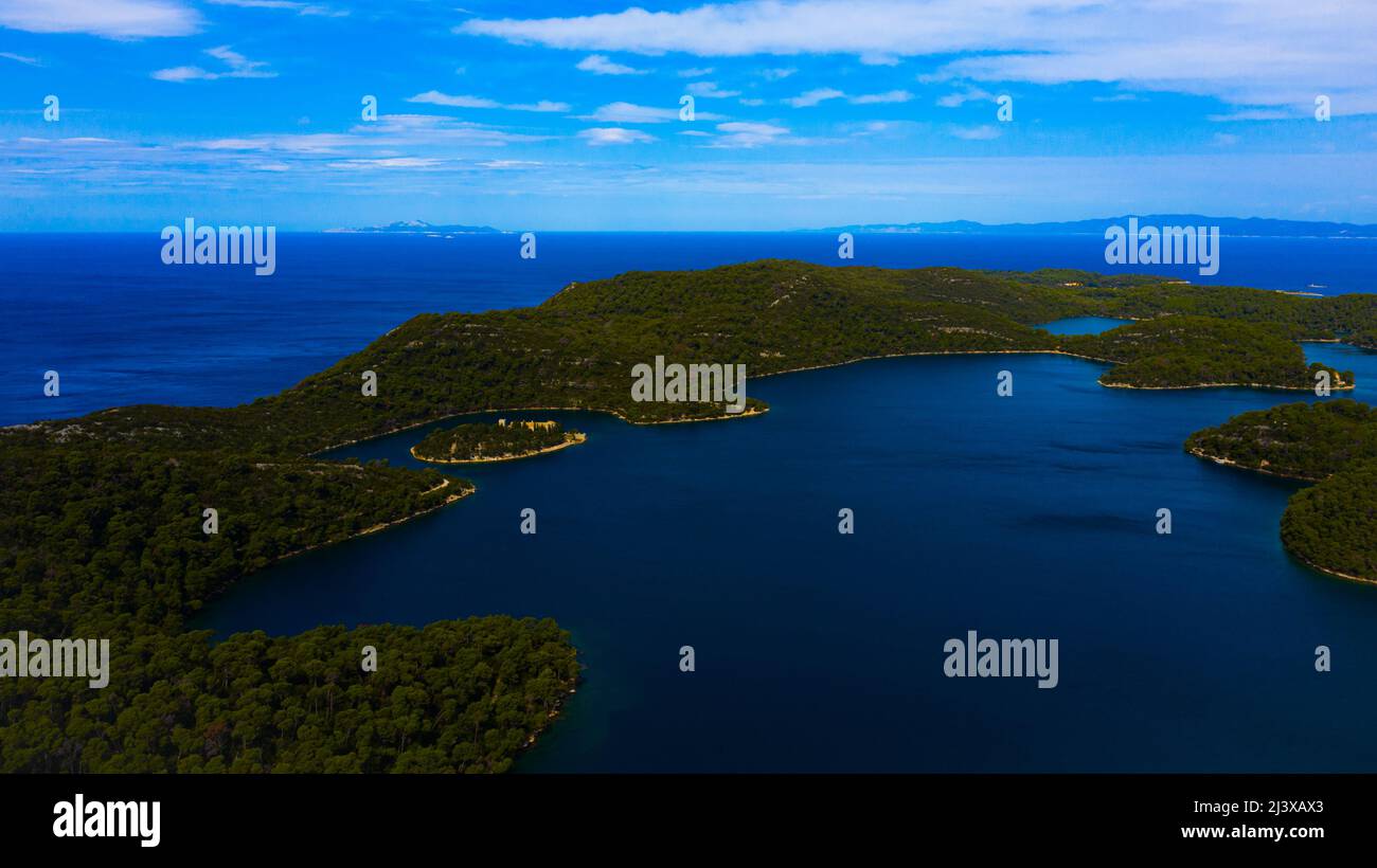 Aerial view of Mljet national park, Island Mljet, Croatia Stock Photo ...