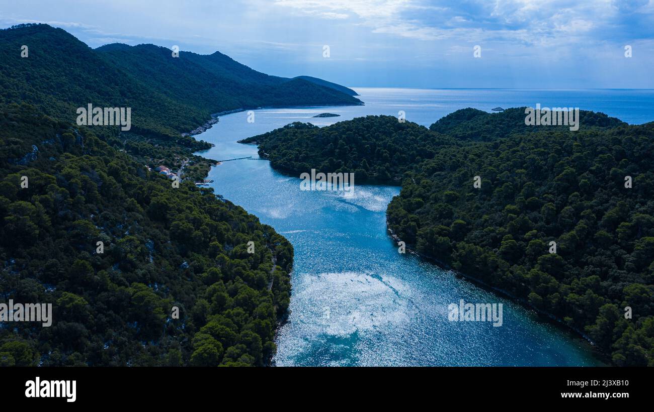 Aerial view of Mljet national park, Island Mljet, Croatia Stock Photo ...
