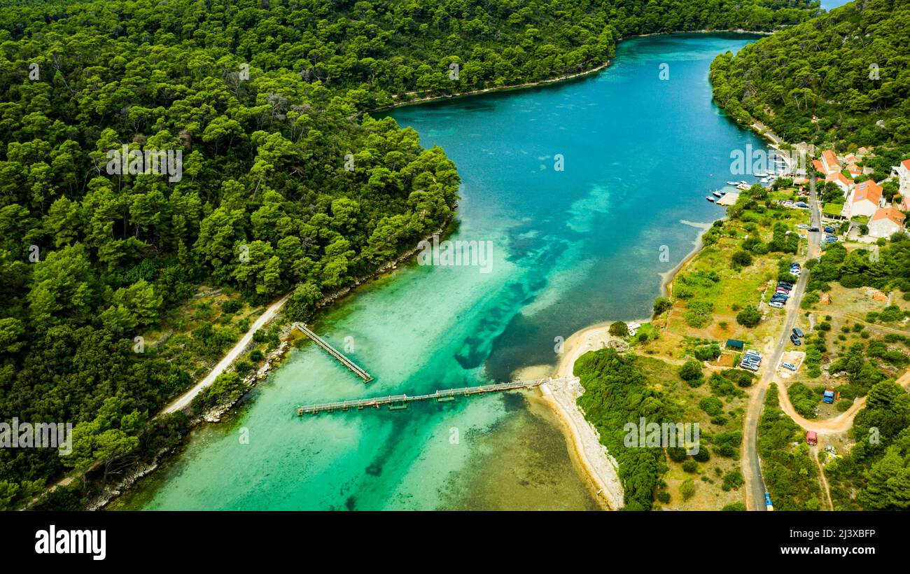 Aerial view of Mljet national park, Island Mljet, Croatia Stock Photo ...