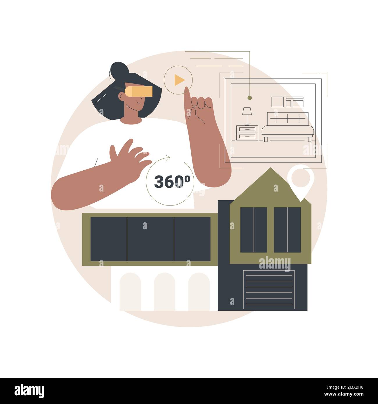 Real estate virtual tour abstract concept vector illustration. VR house ...