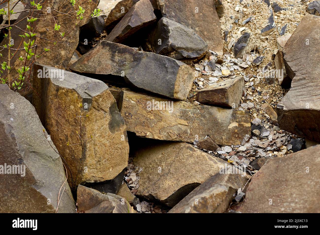 Basalt stone columns close up, Ukraine travel, rocks are shaped like ...