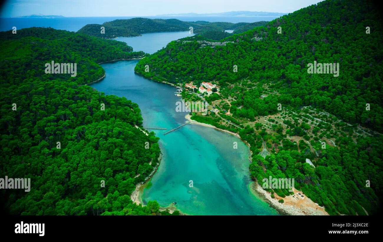 Aerial view of Mljet national park, Island Mljet, Croatia Stock Photo ...