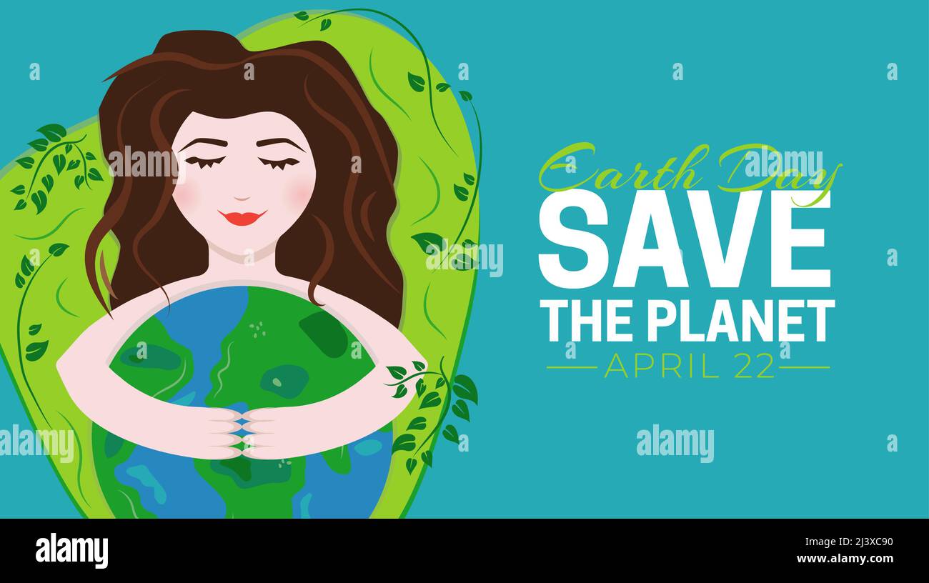 Earth Day Save the Planet Vector Illustration for 22 April with Girl ...