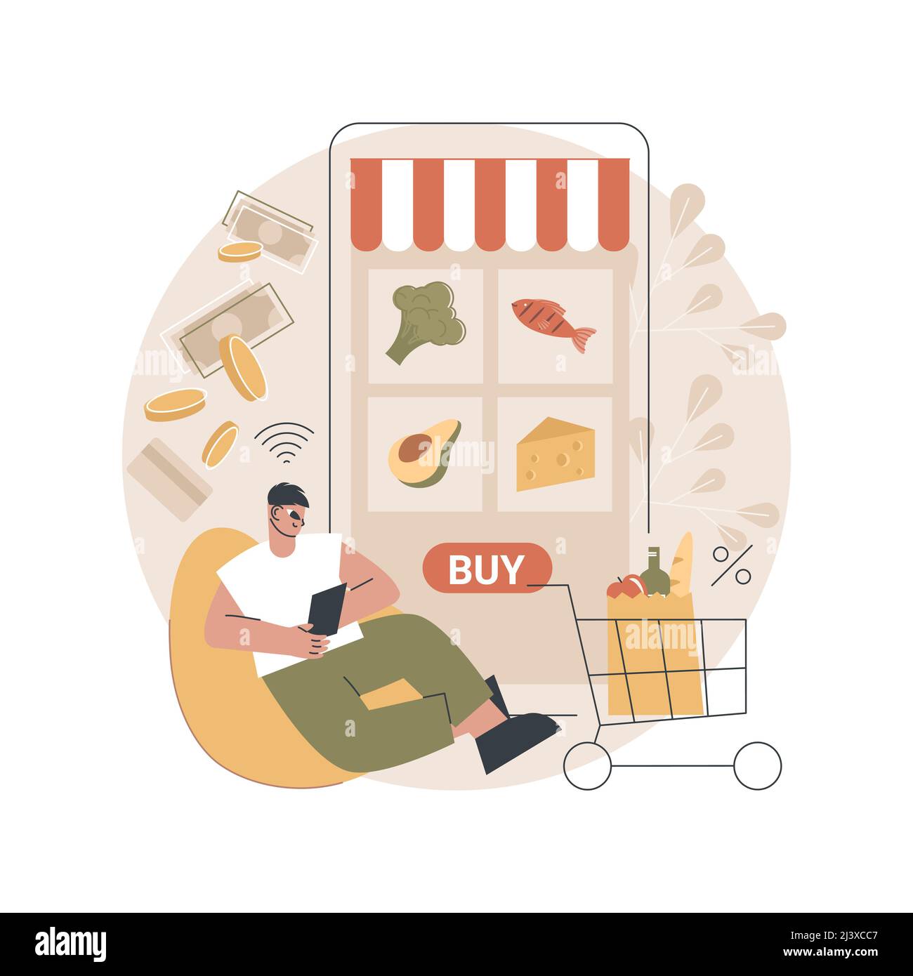 Digital supermarket abstract concept vector illustration. Digital ...