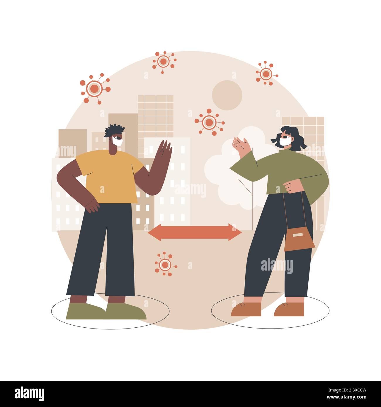 Social distancing abstract concept vector illustration. World ...