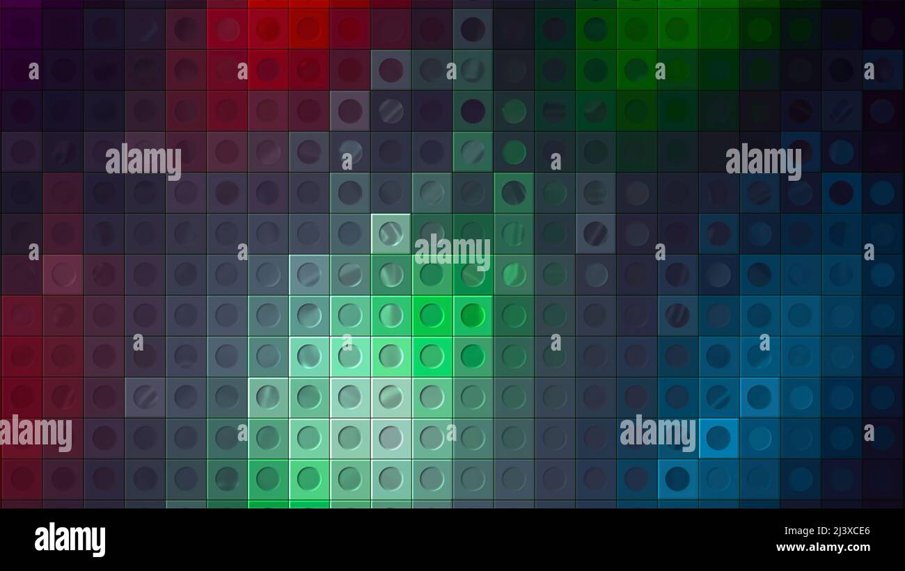 Colorful background with moving colors on mosaic squares with dots ...