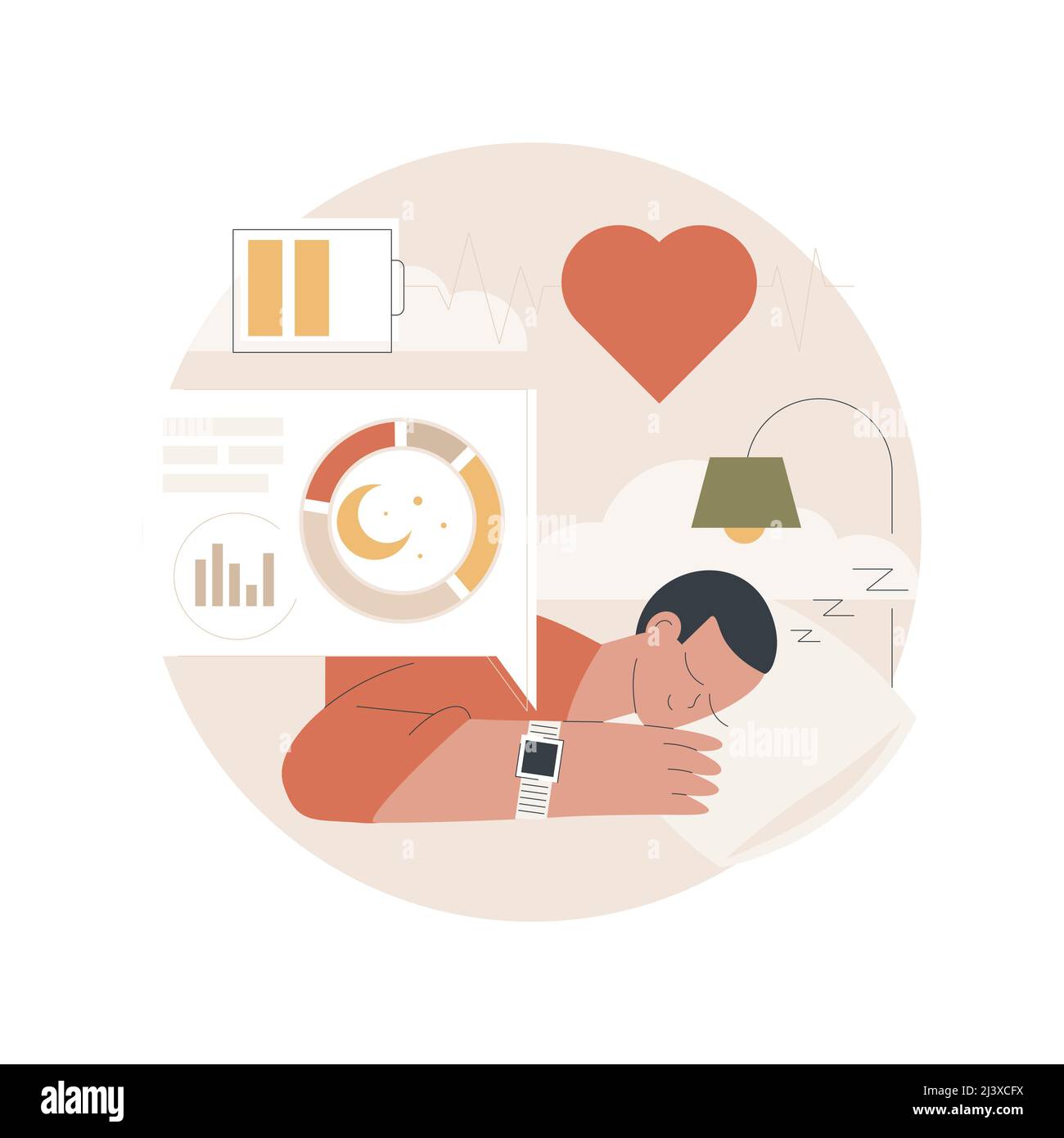 Sleep tracking abstract concept vector illustration. Sleeping app ...