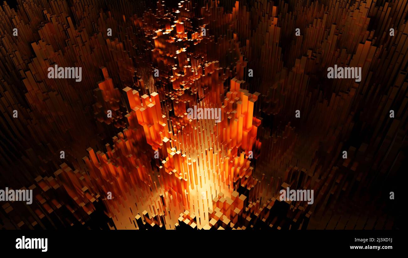 3D vertical lines move in waves. Design. Virtual space with moving wave ...