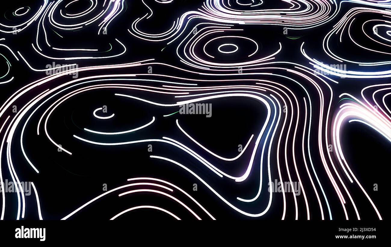 Round pattern of lines in relief style. Motion. Beautiful neon lines ...