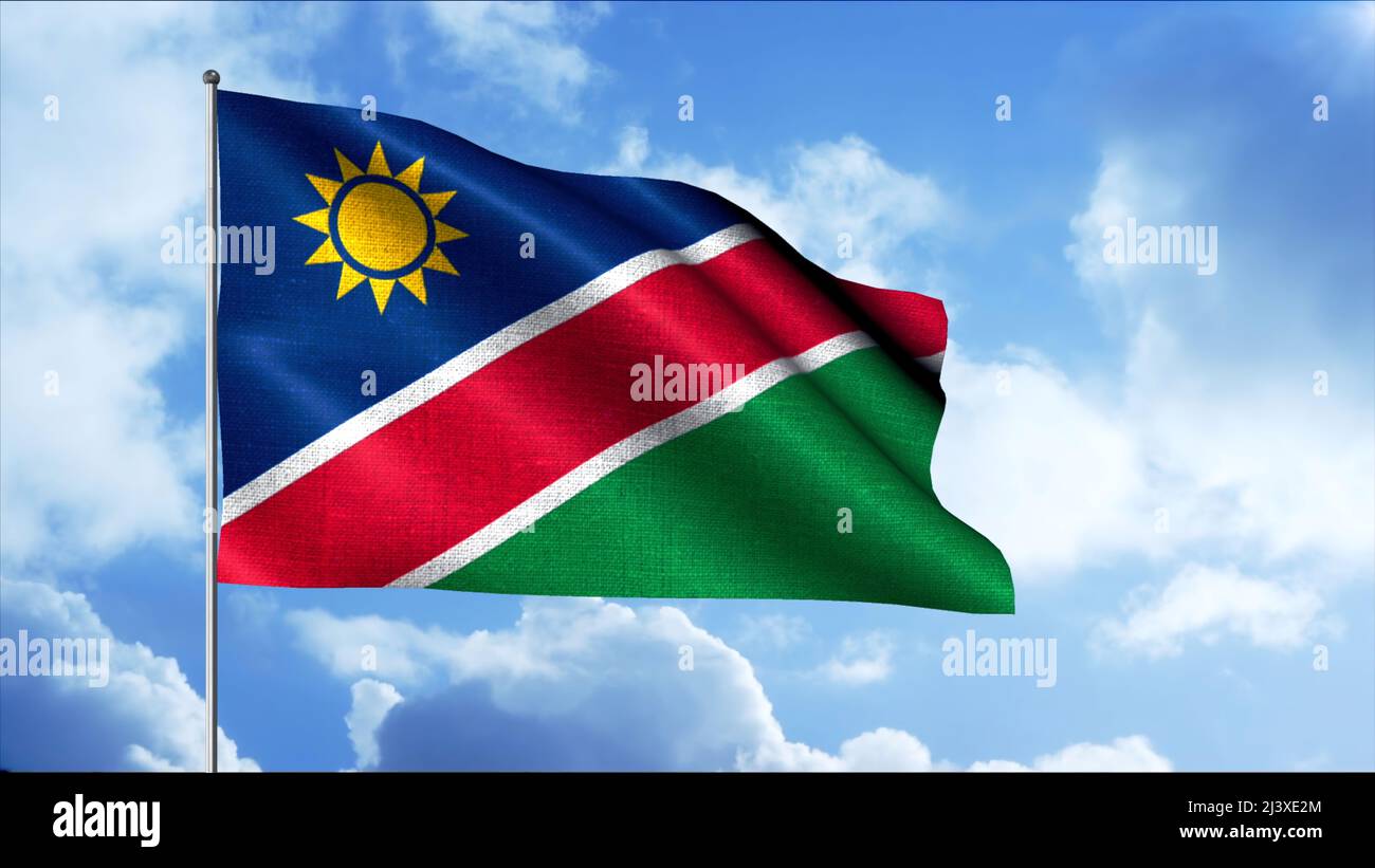 Flag of Namibia. Motion. The national symbol of this African republic ...
