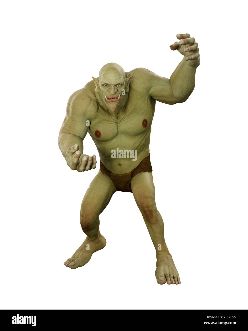 Giant green skinned ogre walking towards the camera with arms out in ...