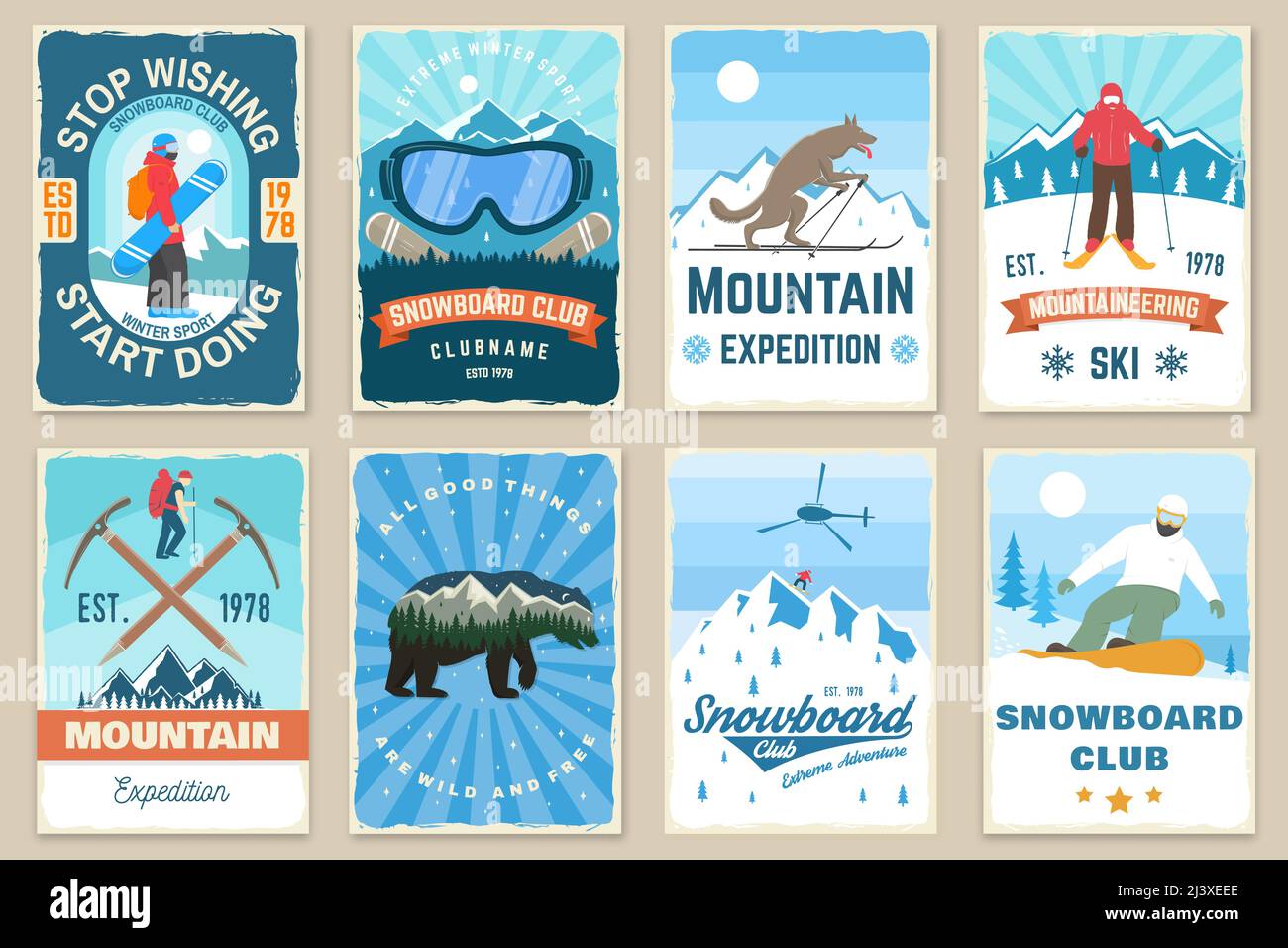 Vintage skiing posters Stock Vector Images - Alamy