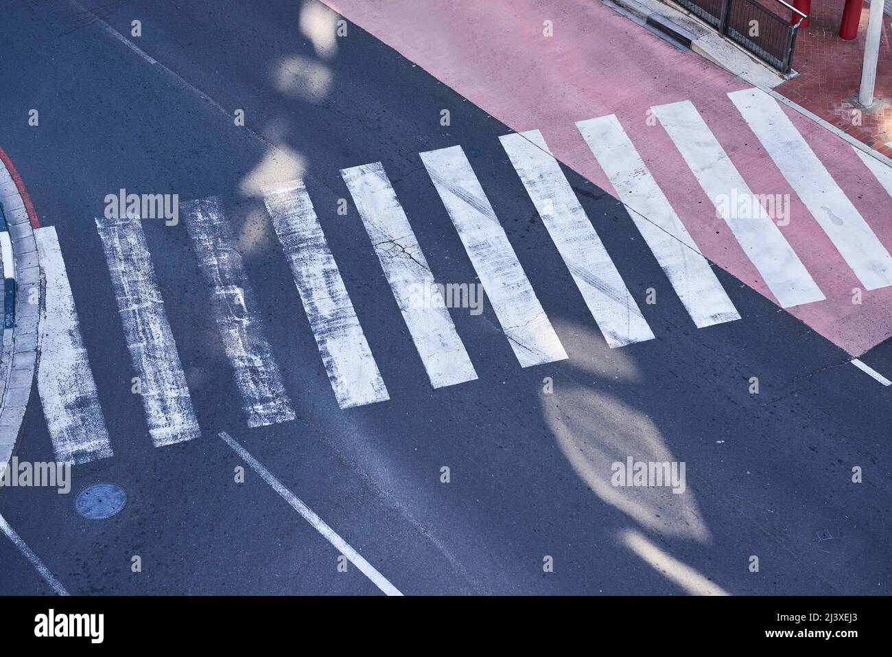An overhead view of an empty pedestrian crossing in a city Stock Photo ...