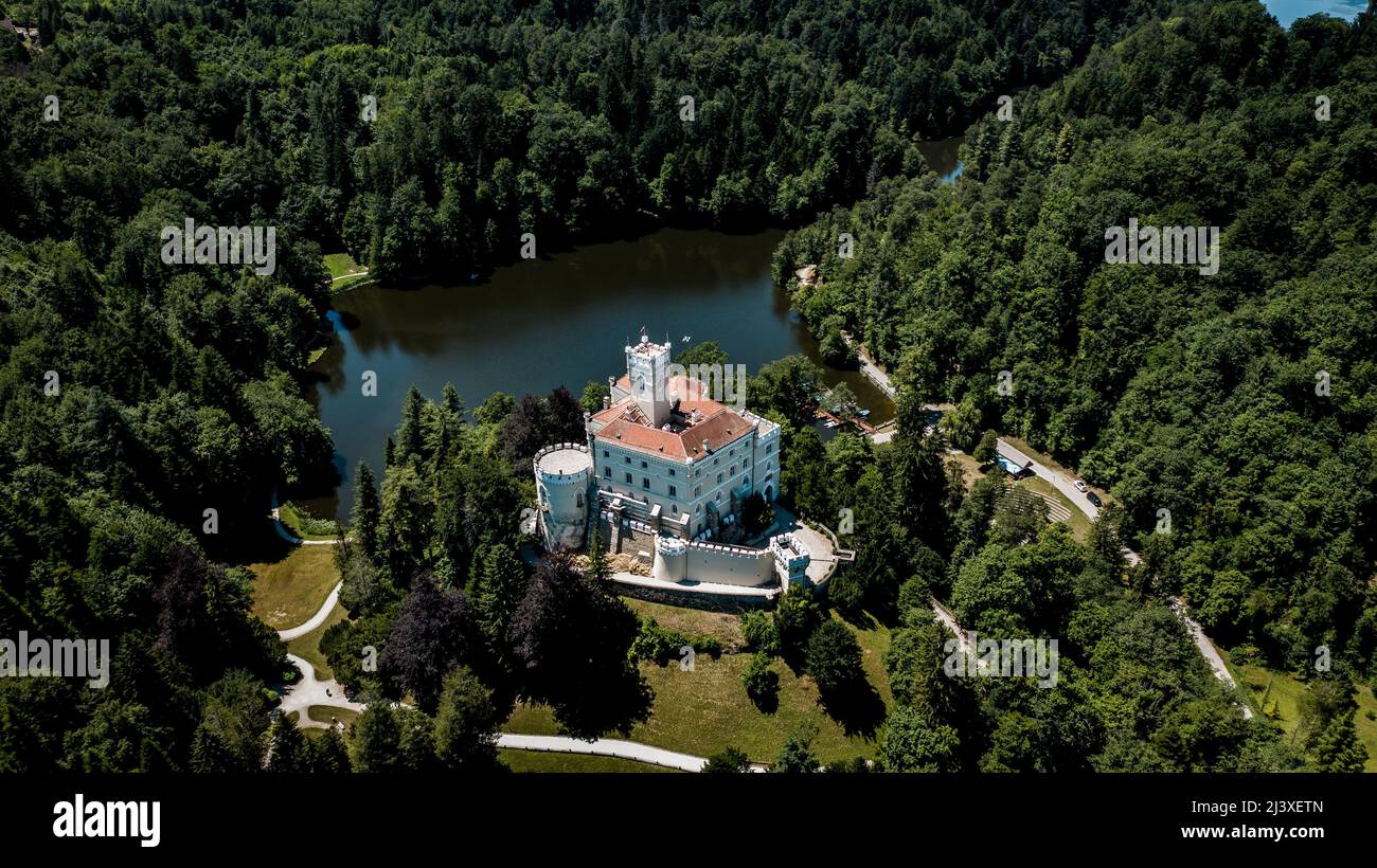 Aerial view of Trakoscan Castle, Trakoscan, Croatia Stock Photo - Alamy