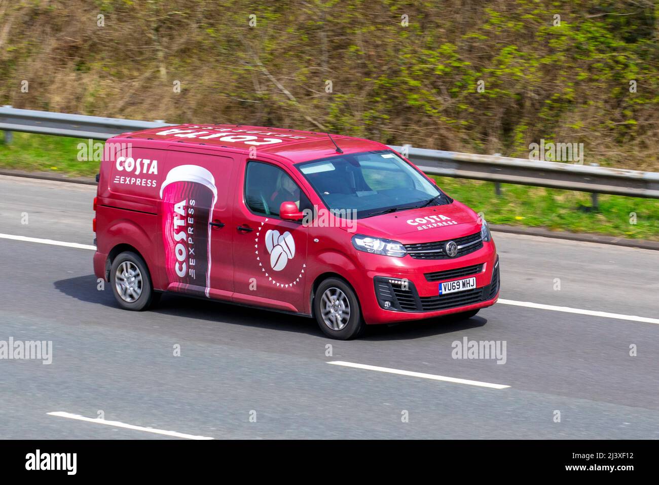 Costa Express Coffee Shop red service delivery van; Vauxhall Vivaro ...
