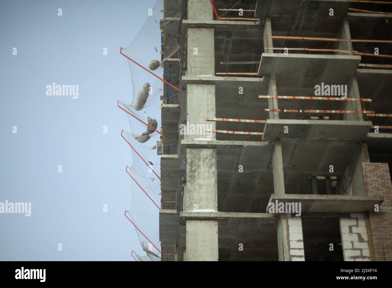 Building a house. Scaffolding for building a building. Construction ...