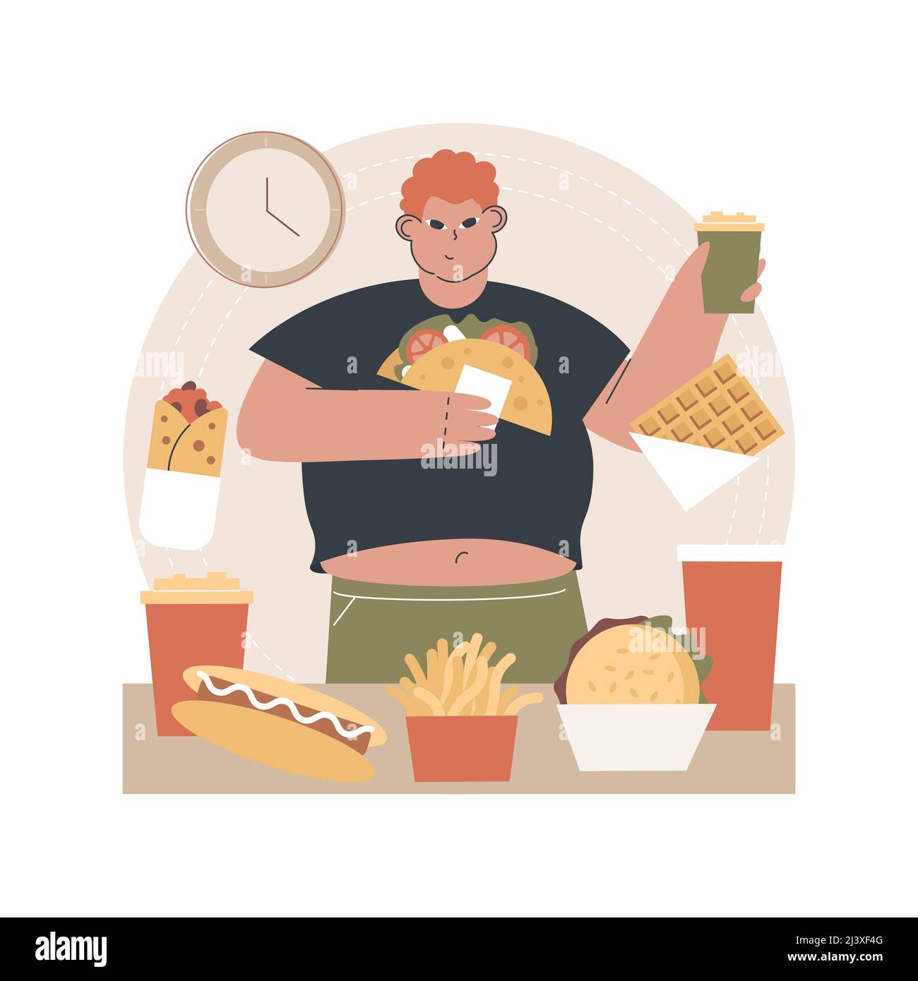 Overeating addiction abstract concept vector illustration. Compulsive ...
