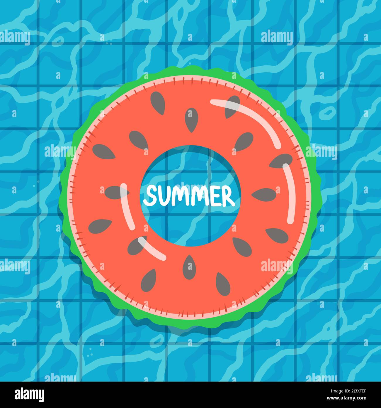 Rubber ring floating on water in pool, vector Stock Vector Image & Art ...