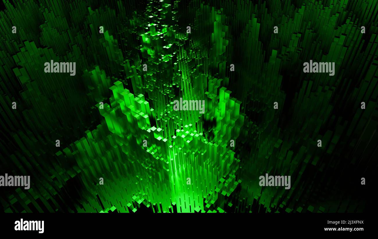 3D vertical lines move in waves. Design. Virtual space with moving wave ...