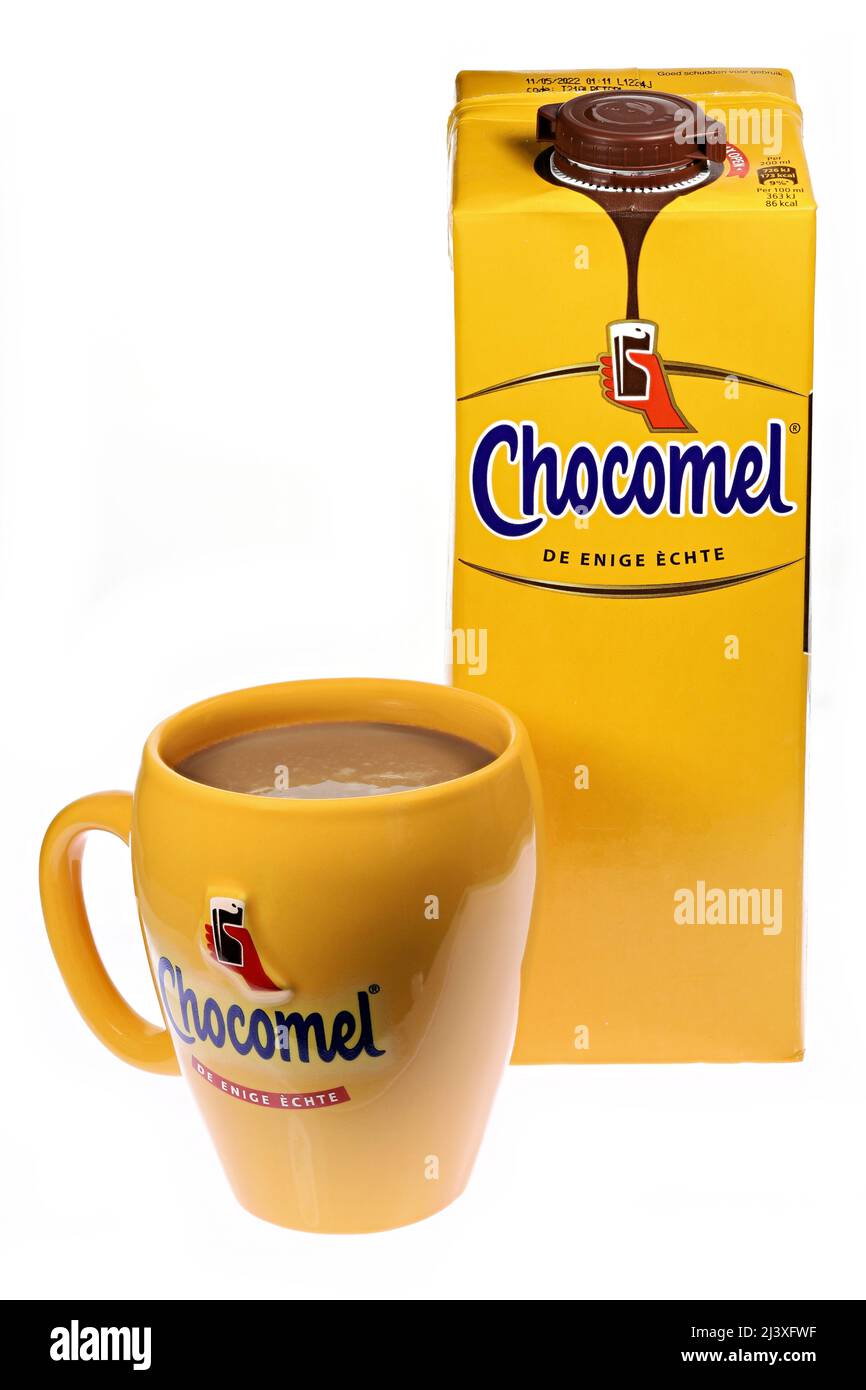 Chocomel mug and beverage carton isolated on white background Stock ...