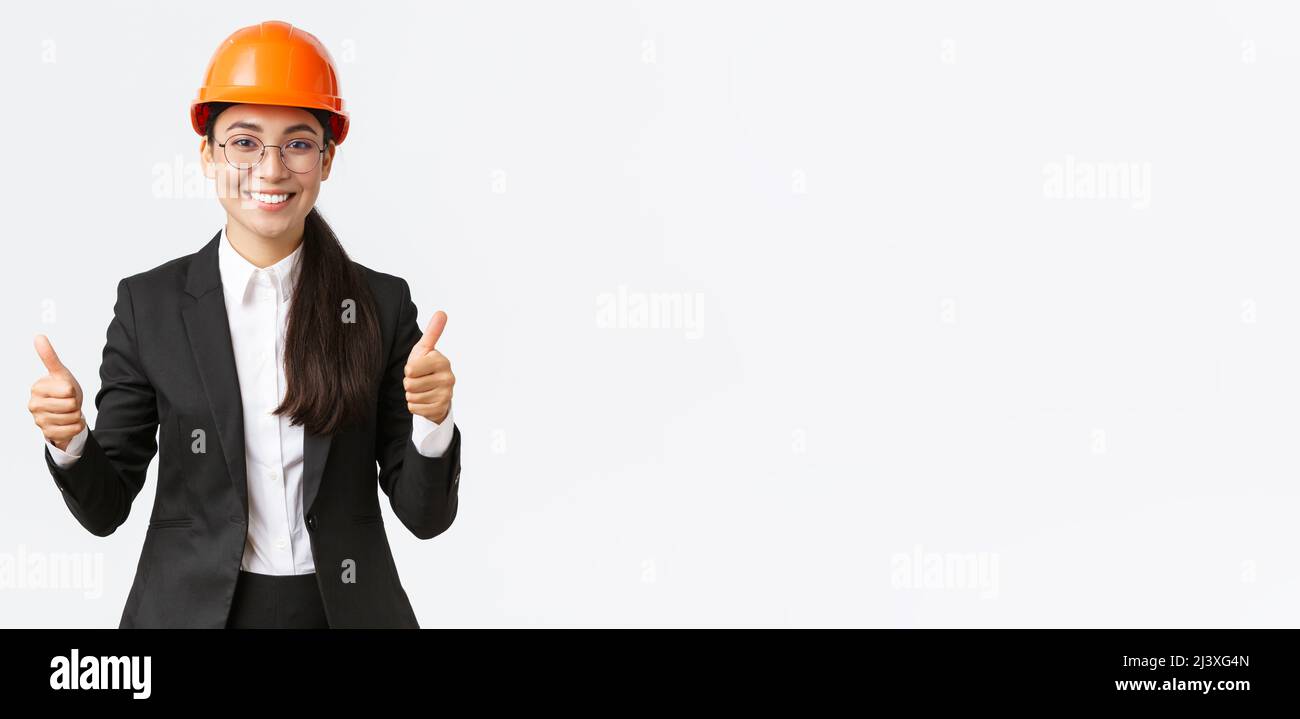 Excellent job, nice work. Satisfied professional female engineer ...