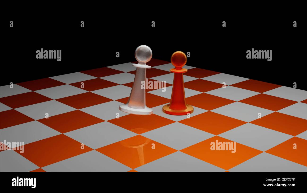 Chess in abstraction. Design. A game of white and orange pieces that ...