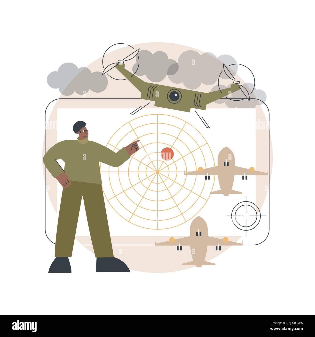 Military drone abstract concept vector illustration. Military robotics ...