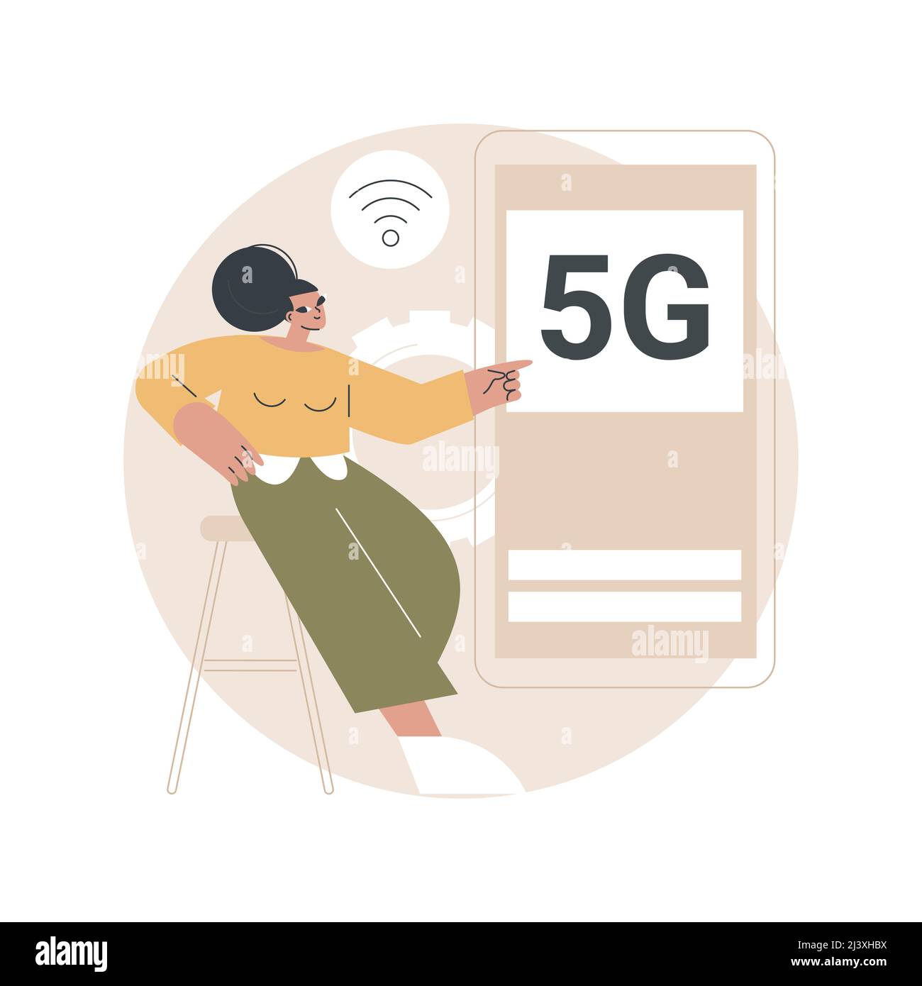 Mobile phones 5G network abstract concept vector illustration. Mobile ...
