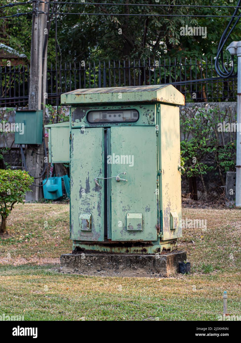 Electric control high voltage relay house in white background ...
