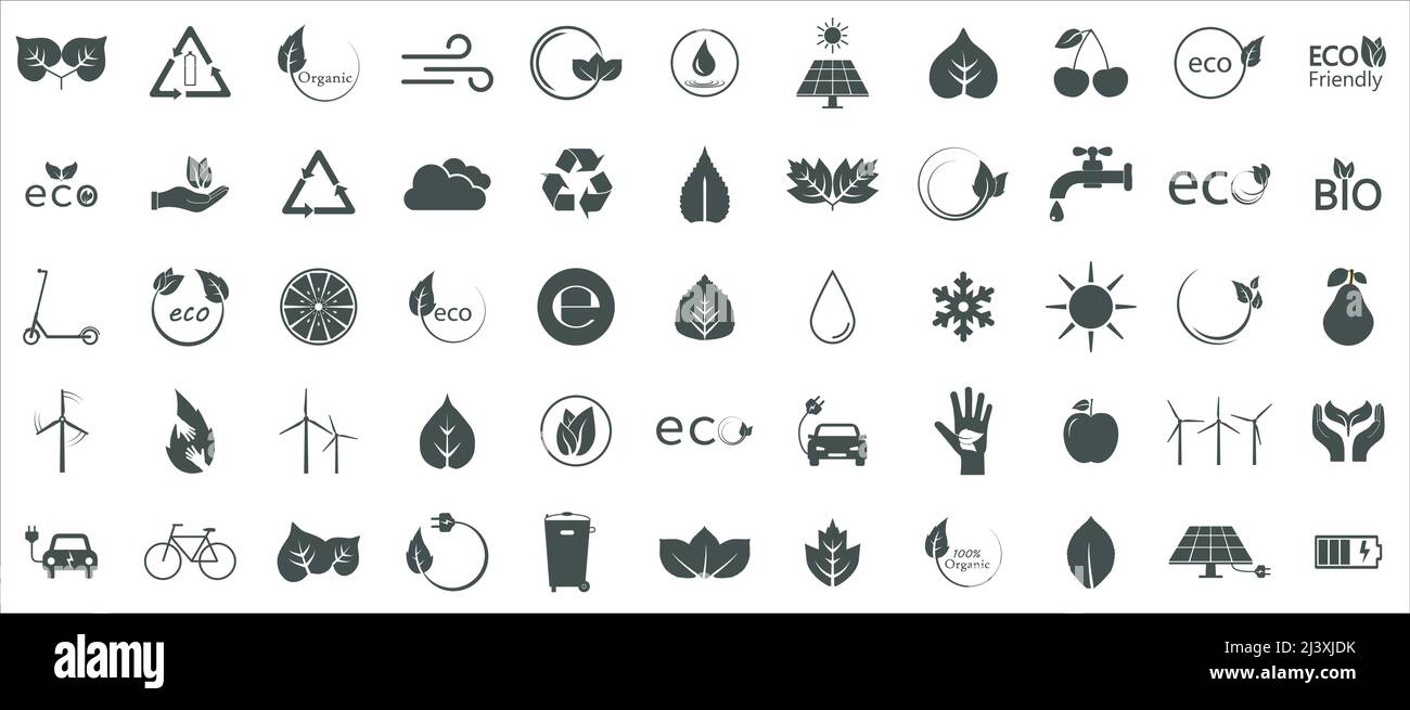 Eco green icons. Ecology icons set. Vector illustration. Flat design ...
