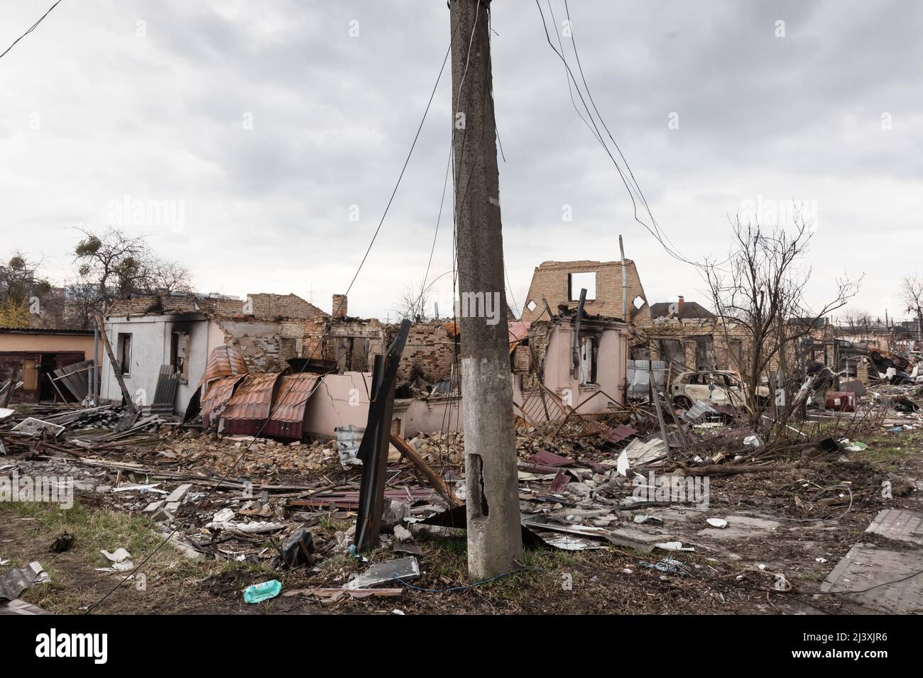 BUCHA, UKRAINE - Apr. 06, 2022: War in Ukraine. Chaos and devastation ...