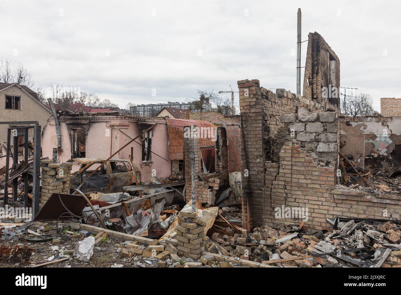 BUCHA, UKRAINE - Apr. 06, 2022: War in Ukraine. Chaos and devastation ...