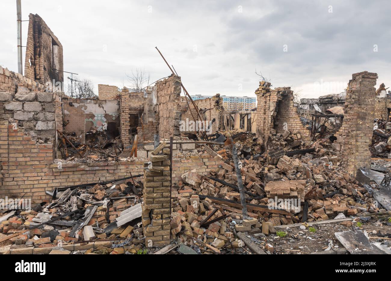 BUCHA, UKRAINE - Apr. 06, 2022: War in Ukraine. Chaos and devastation ...