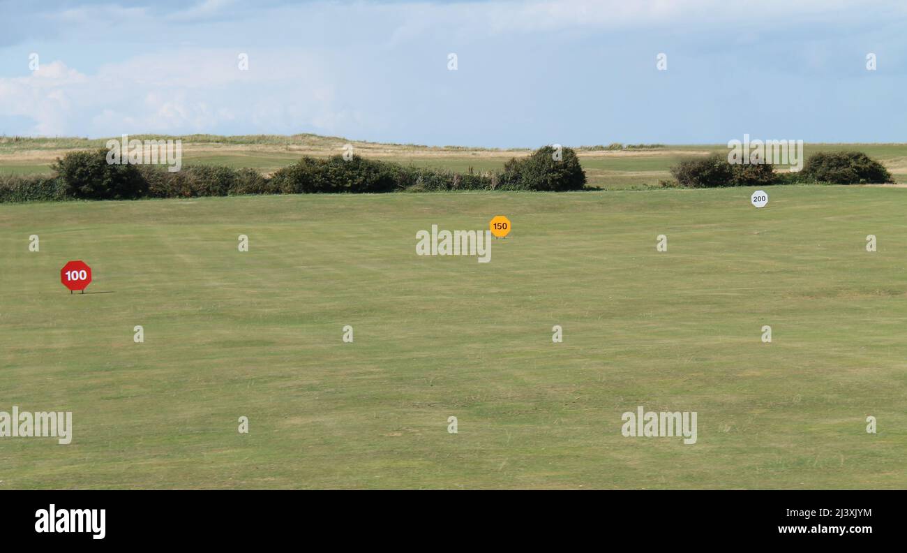 The Distance Markers on a Golf Links Driving Range Stock Photo - Alamy