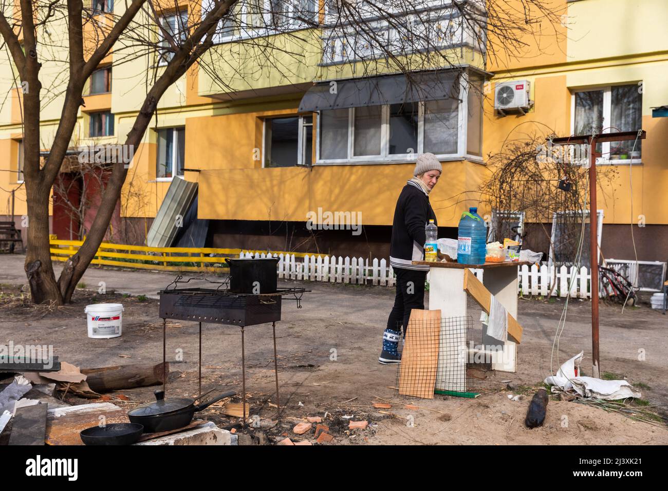 BUCHA, UKRAINE - Apr. 06, 2022: Local residents of Bucha from ...