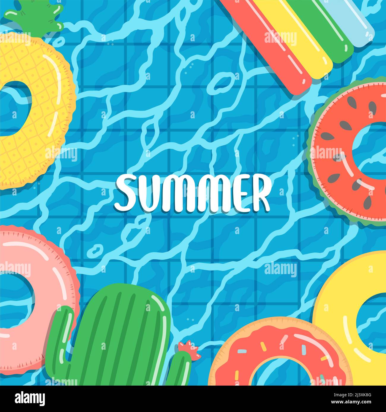 Rubber ring floating on water in pool, vector Stock Vector Image & Art ...