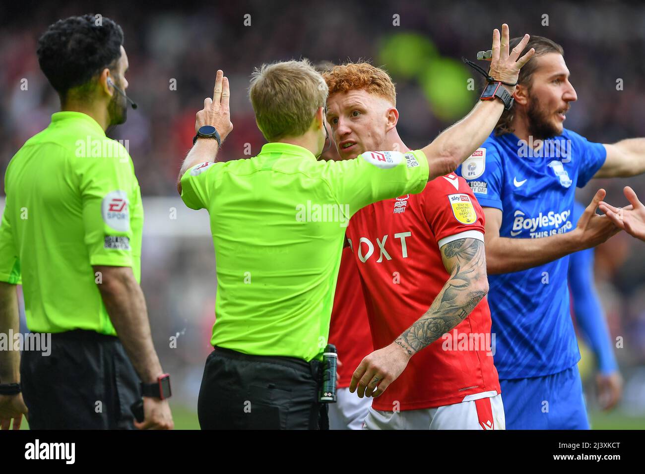 NOTTINGHAM, UK. APR 9TH Jack Colback of Nottingham Forest protests in ...