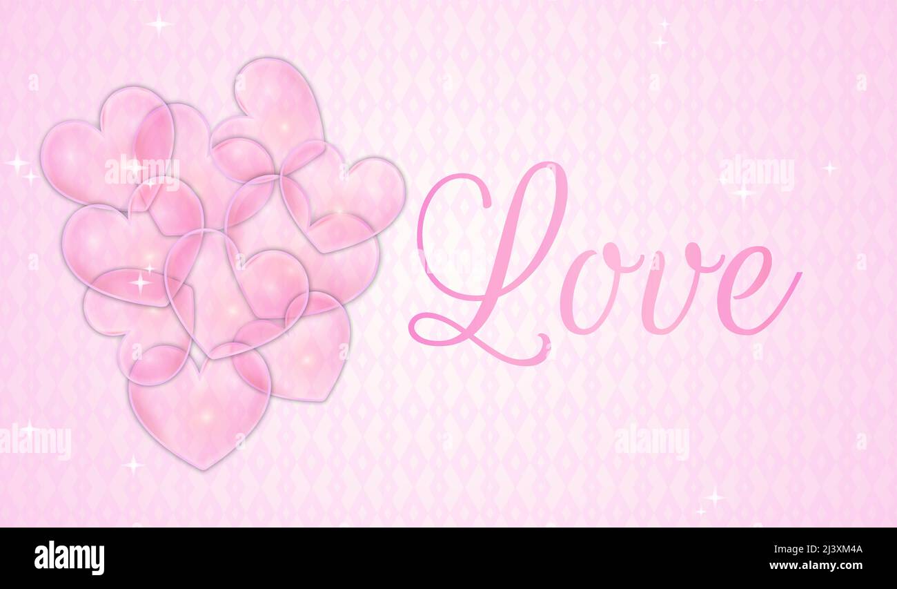 Love Light Pink Background Banner Illustration with Hearts Stock Vector ...