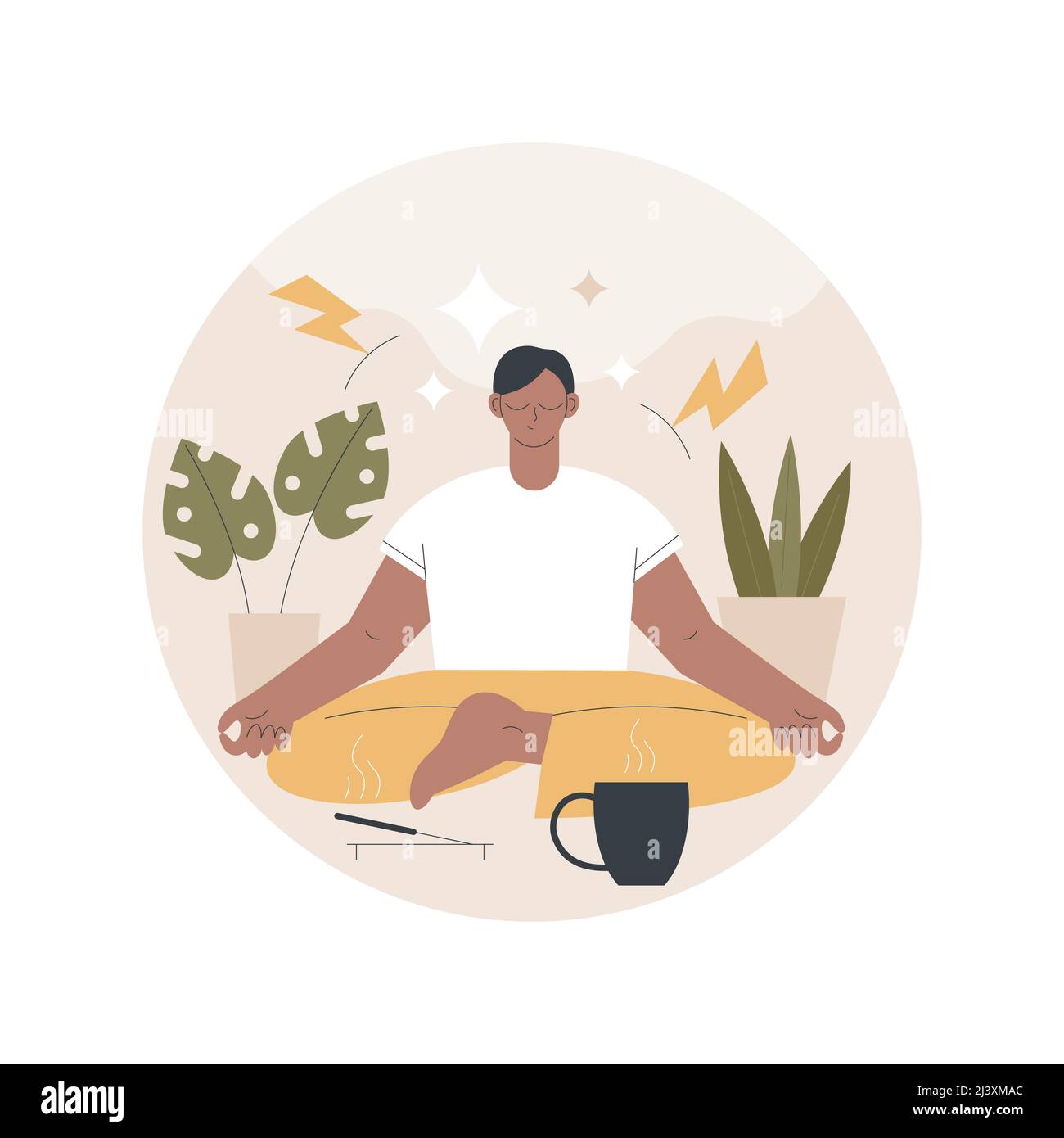Mindfulness abstract concept vector illustration. Mindful meditating ...