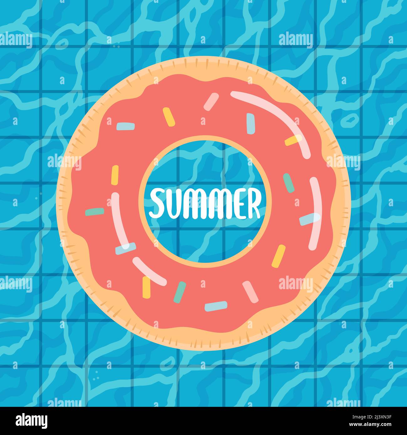 Rubber ring floating on water in pool, vector Stock Vector Image & Art ...