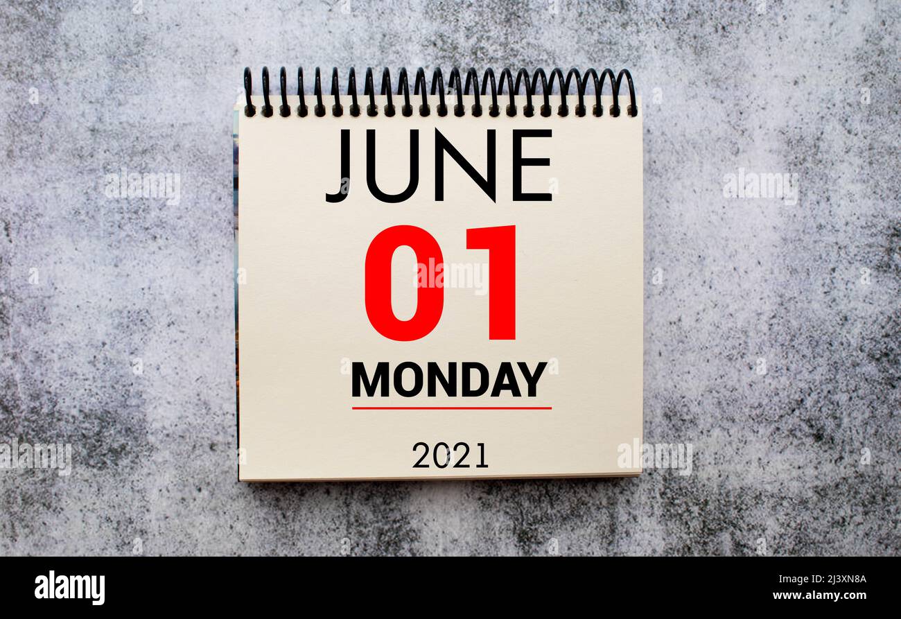 June 1st. Image of june 1 wooden color calendar on white background ...