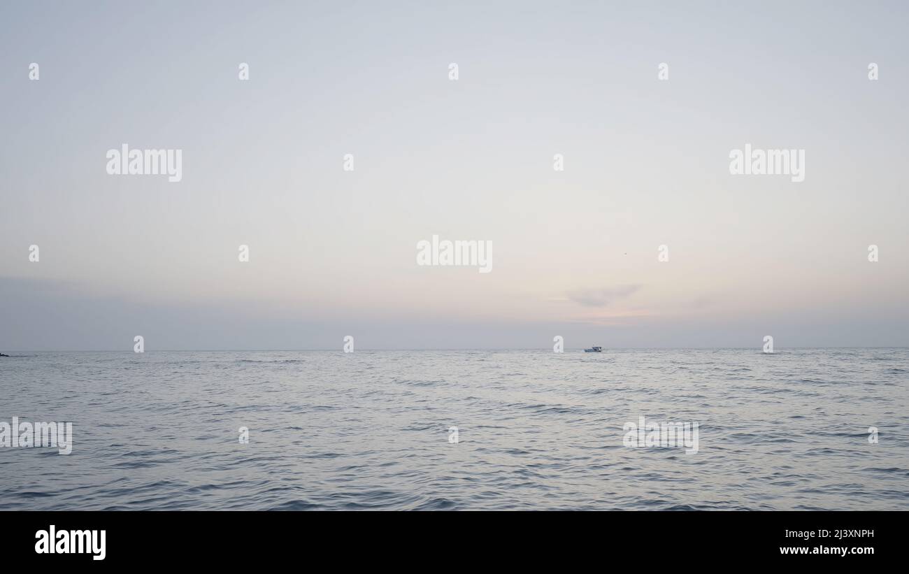 Beautiful long sea. Action. The undulating sea in the landscape against ...