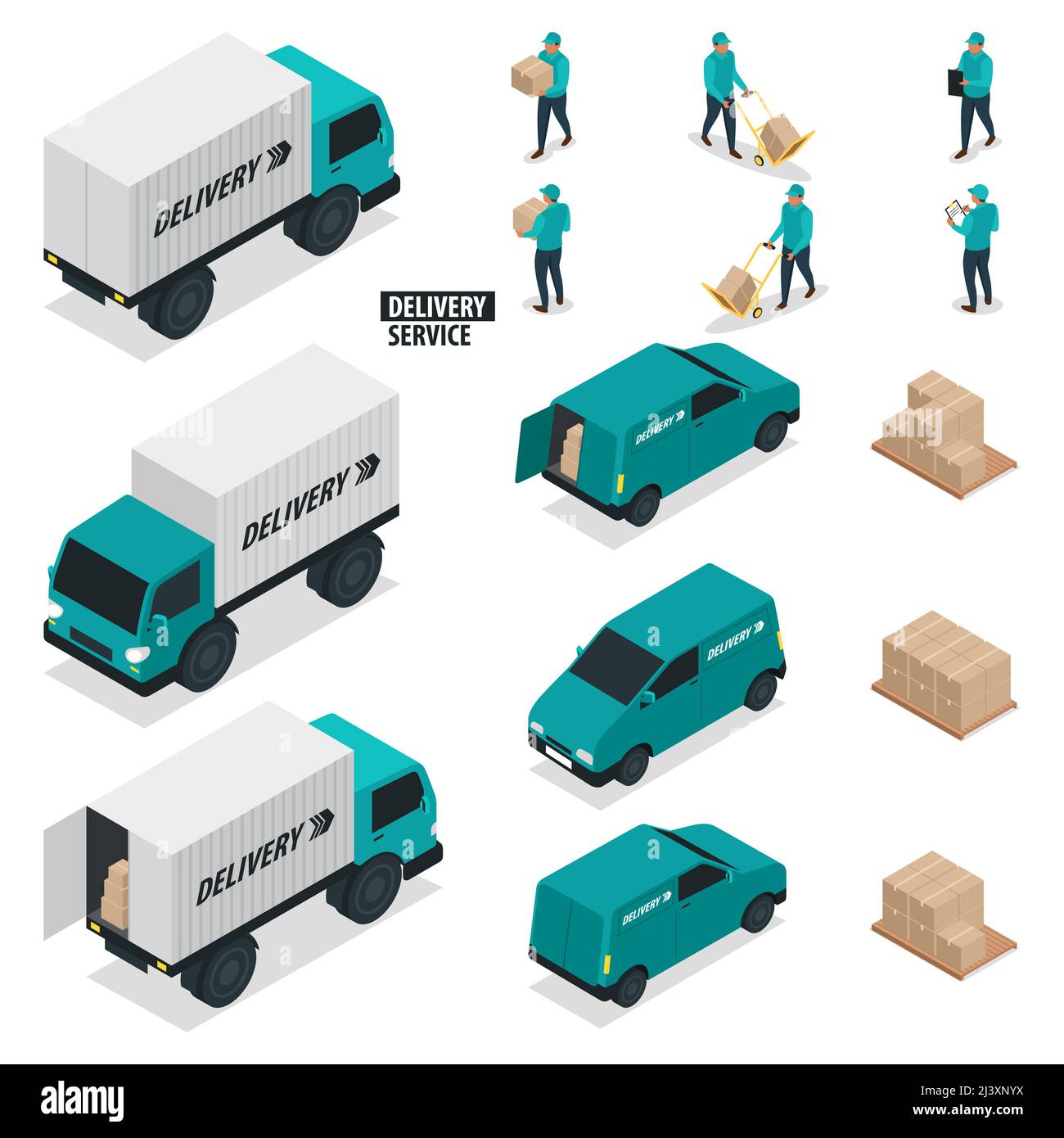 A vector illustration of Isometric Delivery Person Industry ...