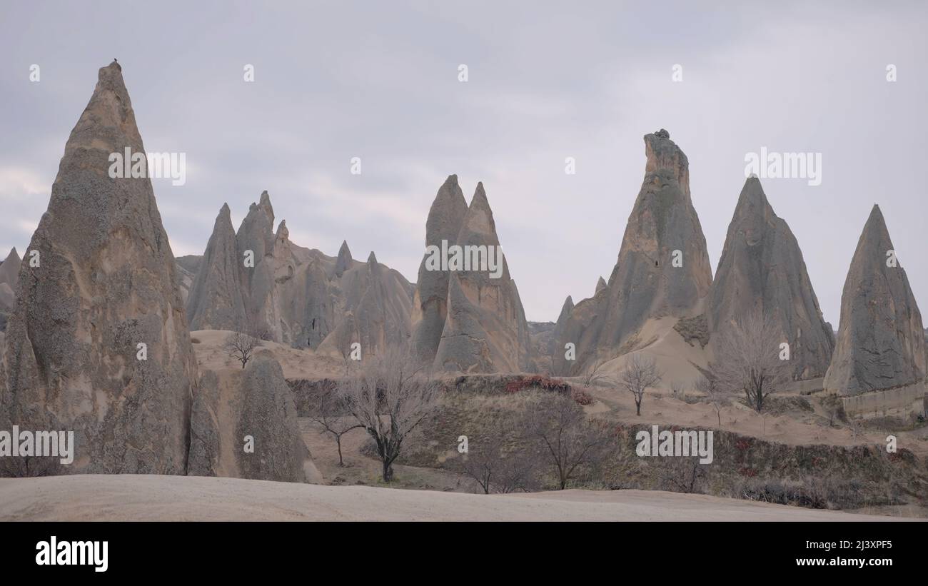 Aerial view of the amazing rock formations in the deep valleys of ...