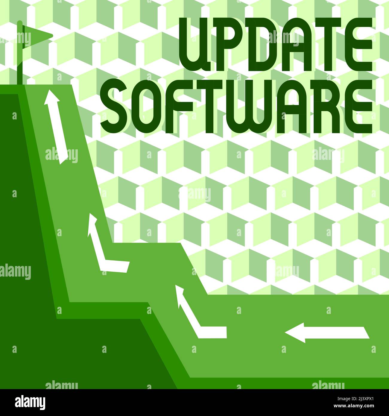 Conceptual caption Update Software. Business showcase replacing program with a newer version of ...