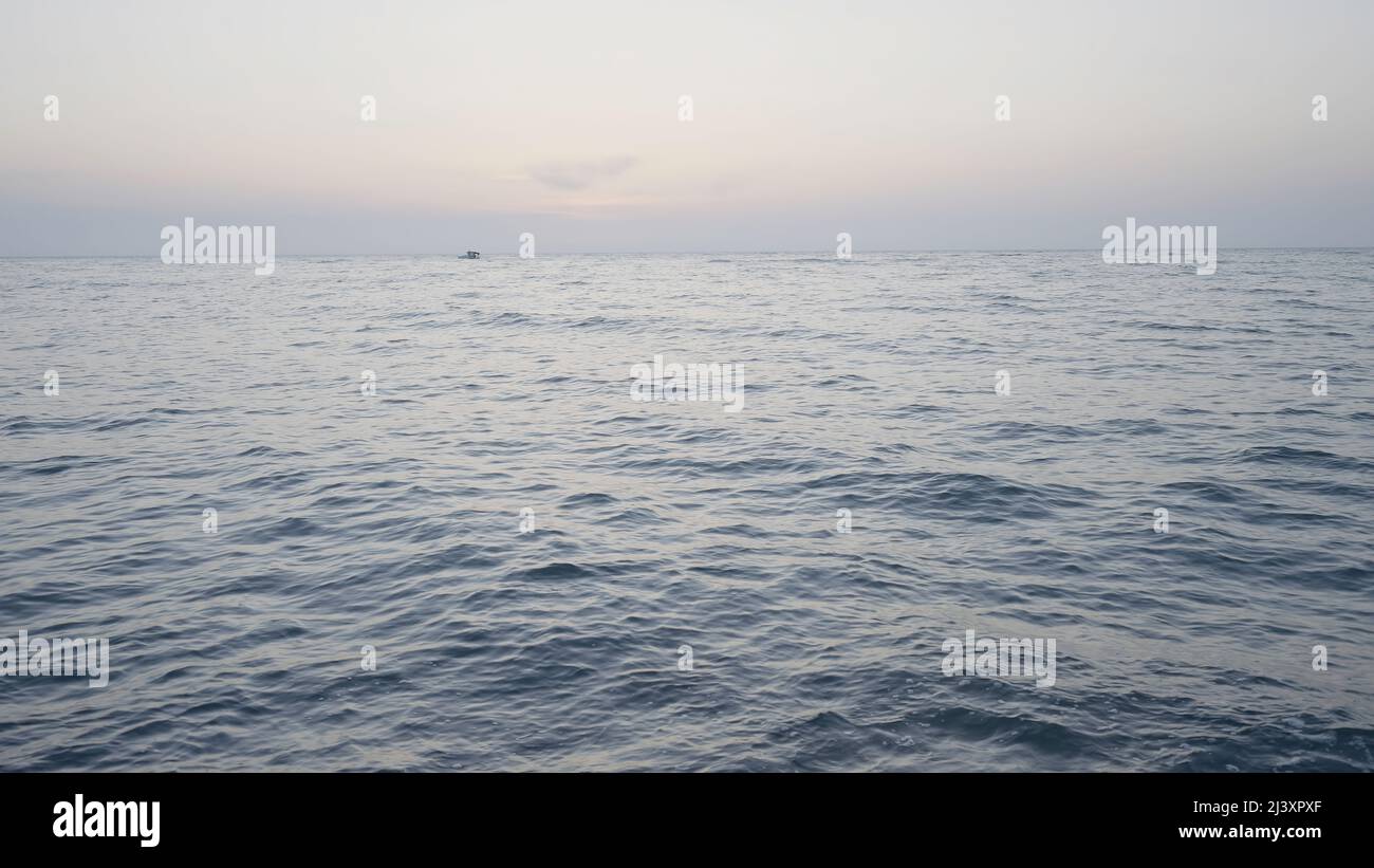 Beautiful long sea. Action. The undulating sea in the landscape against ...