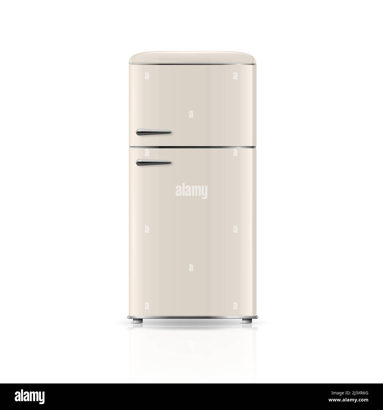 Vector 3d Realistic Beige Retro Vintage Fridge Icon Isolated on White ...