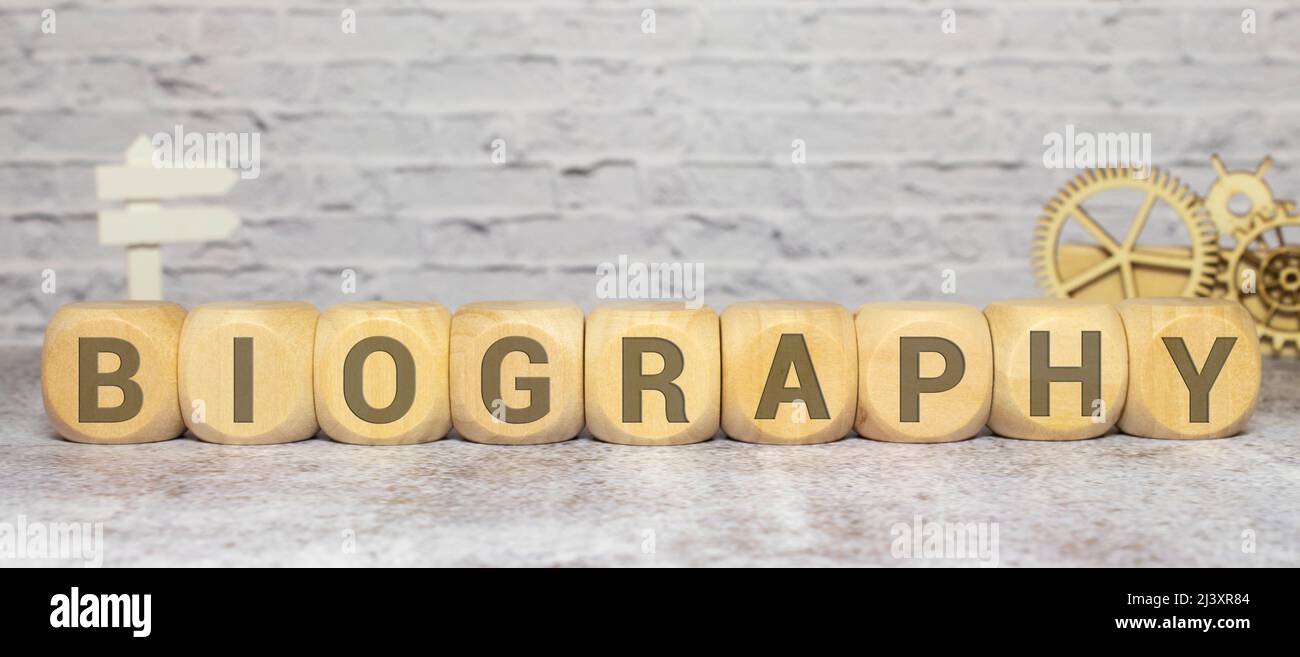 BIOGRAPHY word made with building blocks Stock Photo - Alamy
