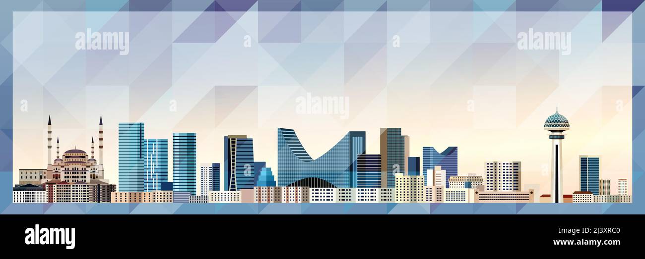 Ankara skyline vector colorful poster on beautiful triangular texture ...